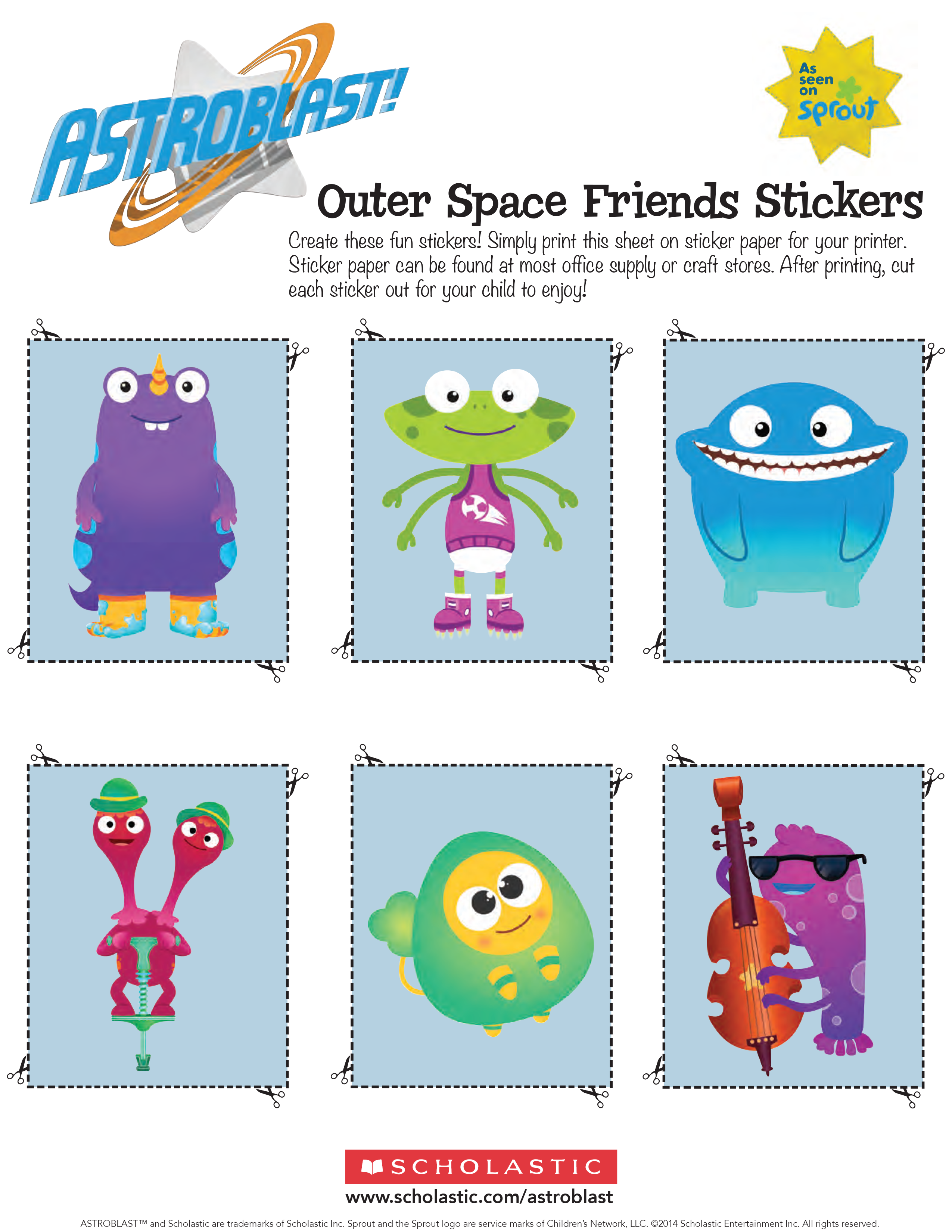 Astroblast: Outer Space Friends Stickers | Worksheets & Printables